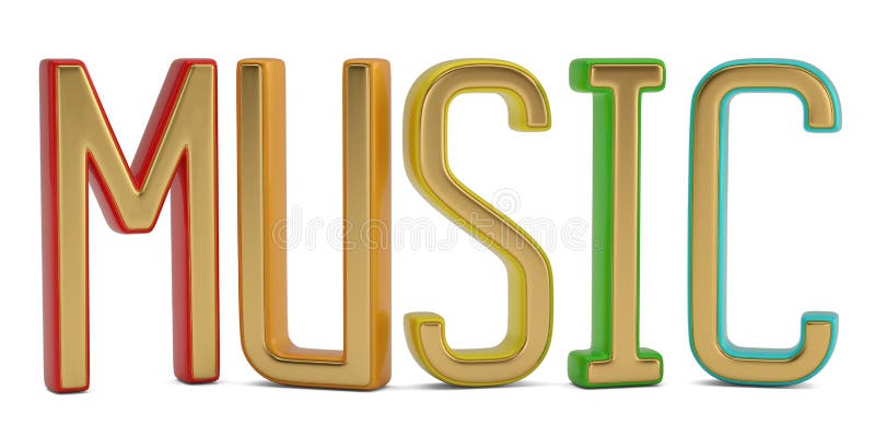 Music Word Colorful Text Isolated on White Background 3D Illustration ...