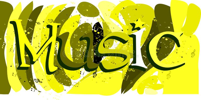 Music Word with Notes on Background Isolated Stock Vector ...