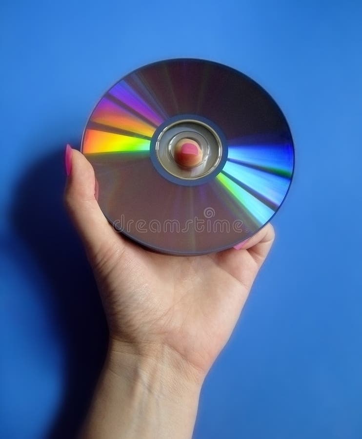 Single DVD(CD) Disc Hold In Hand. Stock Image - Image of object, light ...