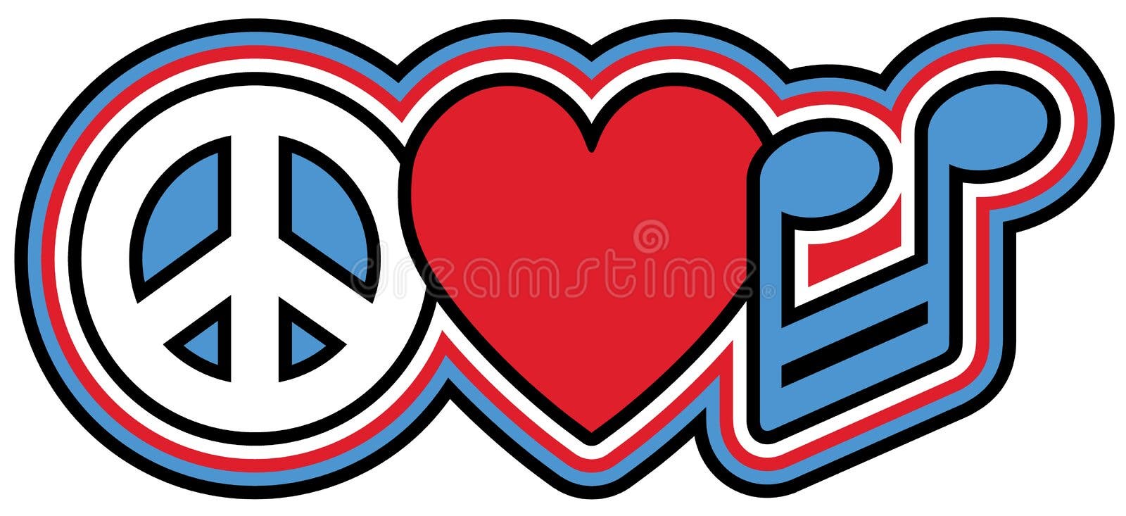 Musica di amore di pace illustrazione vettoriale. Illustrazione di note ...