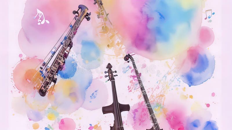 Musical Abstract Background with Classical Musical Instruments ...