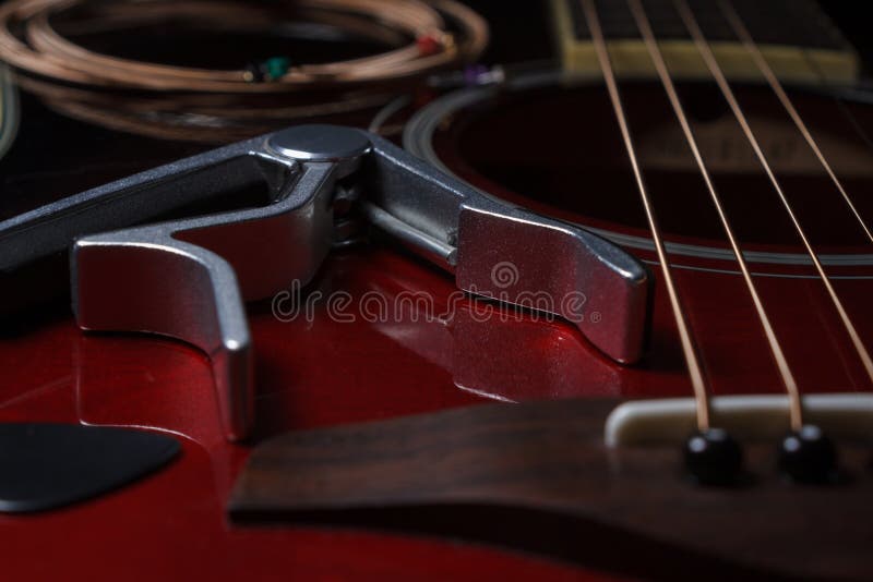 Musical Accessories for Acoustic Guitar Stock Image - Image of ...