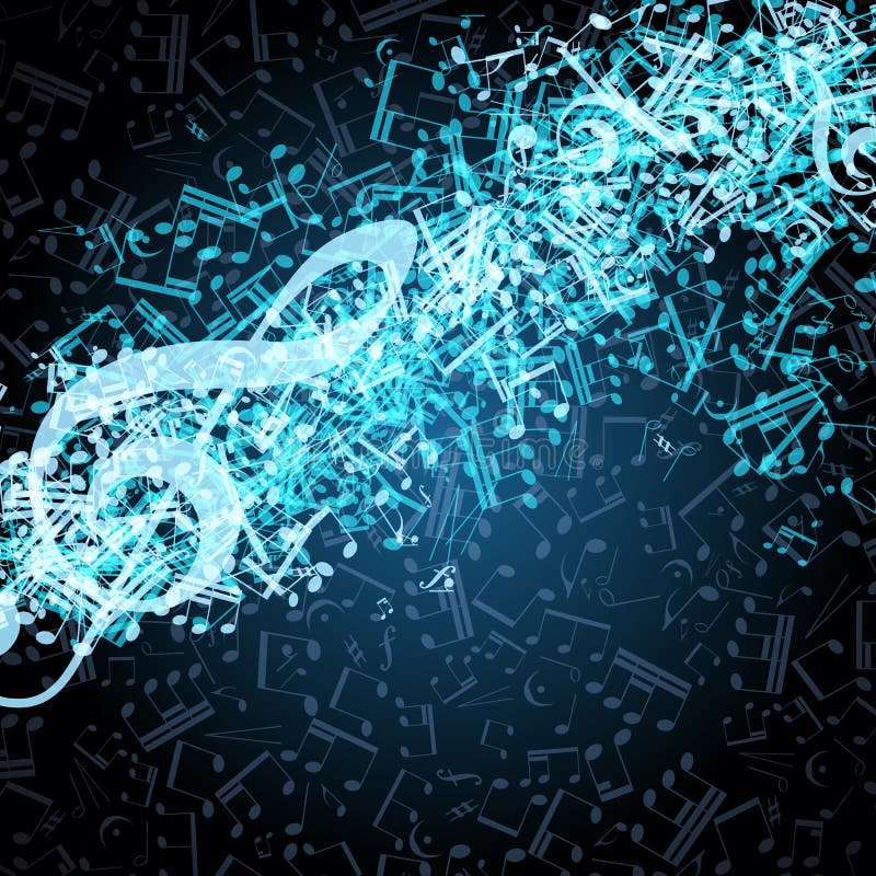 Blue Abstract Background with Music Notes - Eps Stock Vector ...