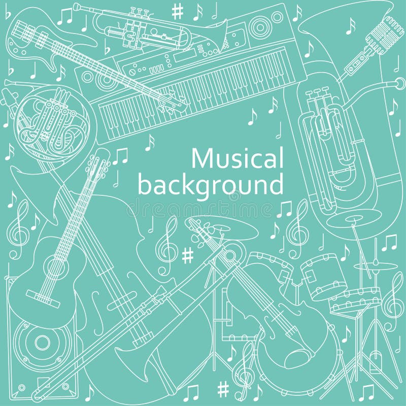 Musical Background Made of Different Musical Instruments Stock Vector ...