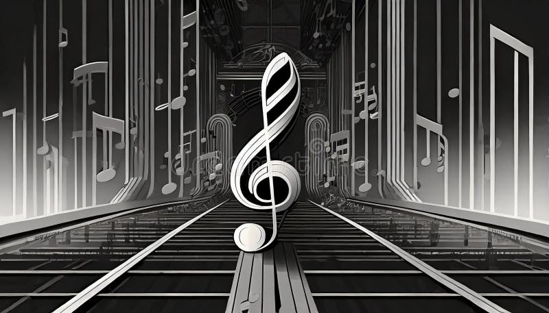 Musical Background with Treble Clef. Stock Illustration - Illustration ...