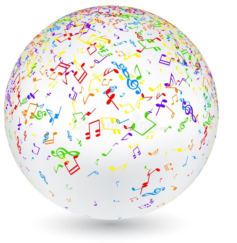 Musical Ball with Colorful Notes. Stock Vector - Illustration of shape ...