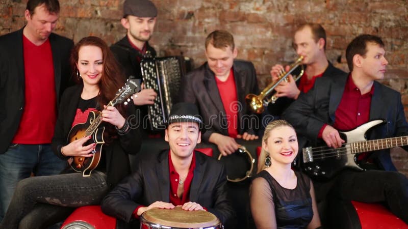 Musical Band of Eight Artist with Some Instrument Stock Footage - Video ...