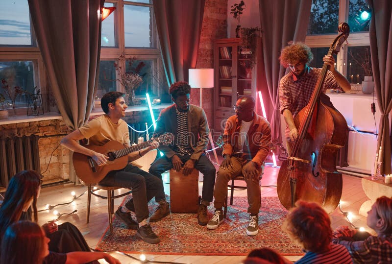 Musical Band Playing in Music Studio Stock Photo - Image of performance ...