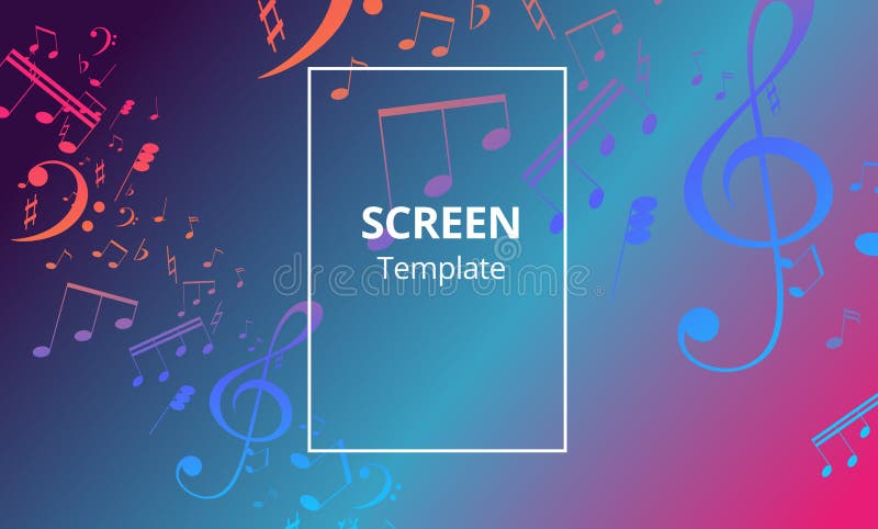 Musical Banner with Colored Key Notes. Abstract Music Background ...