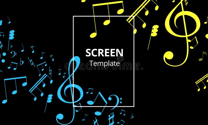 Musical Banner with Colored Key Notes. Abstract Music Background ...