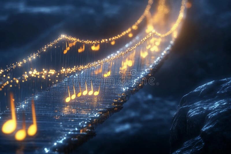 Musical Bridge Illuminated with Shining Notes Creating a Harmonious ...