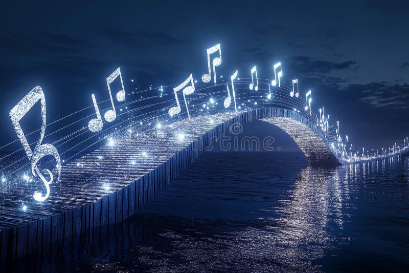 Musical Bridge Illuminated with Shining Notes Creating a Harmonious ...