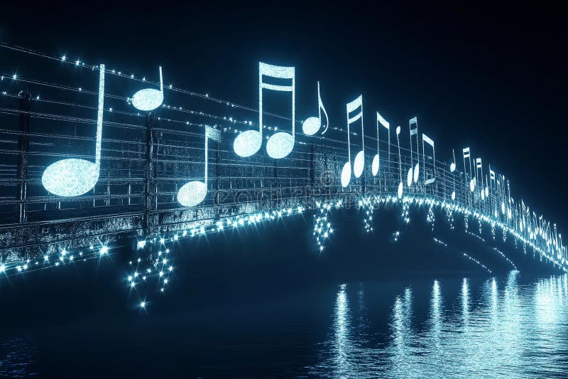 Musical Bridge Illuminated with Shining Notes Creating a Harmonious ...