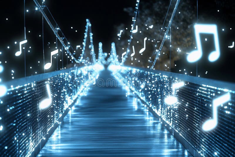 Musical Bridge Illuminated with Shining Notes Creating a Harmonious ...