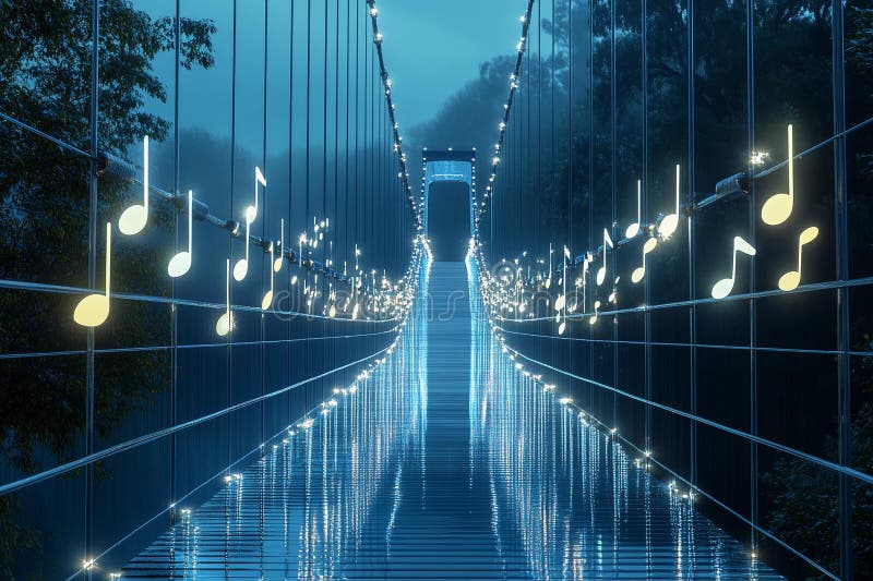 Musical Bridge Illuminated with Shining Notes Creating a Harmonious ...