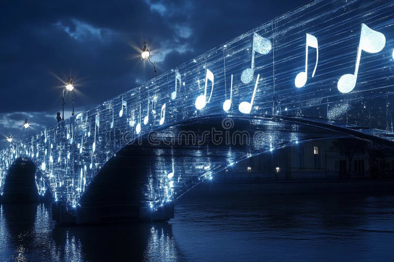 Musical Bridge Illuminated with Shining Notes Creating a Harmonious ...