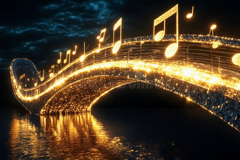 Musical Bridge Illuminated with Shining Notes Creating a Harmonious ...