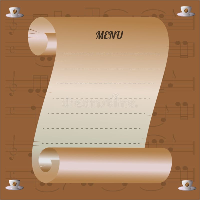 Musical Cafe Menu with Coffee Grain and Notes Stock Vector ...