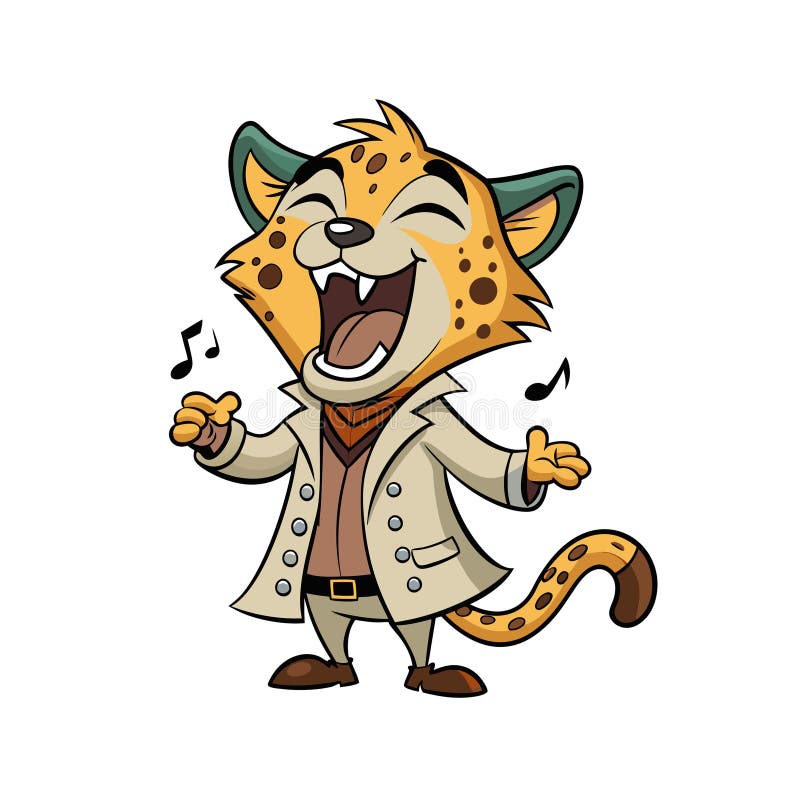 Musical Cheetah with Enthusiasm Illustration Stock Image - Illustration ...