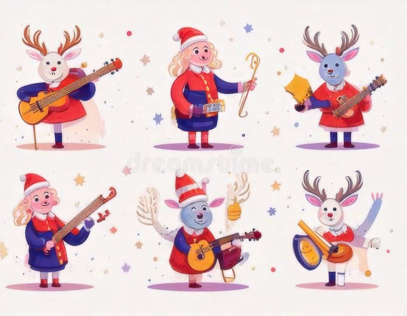 A Musical Christmas Scene at 14-11-2024 Stock Illustration ...