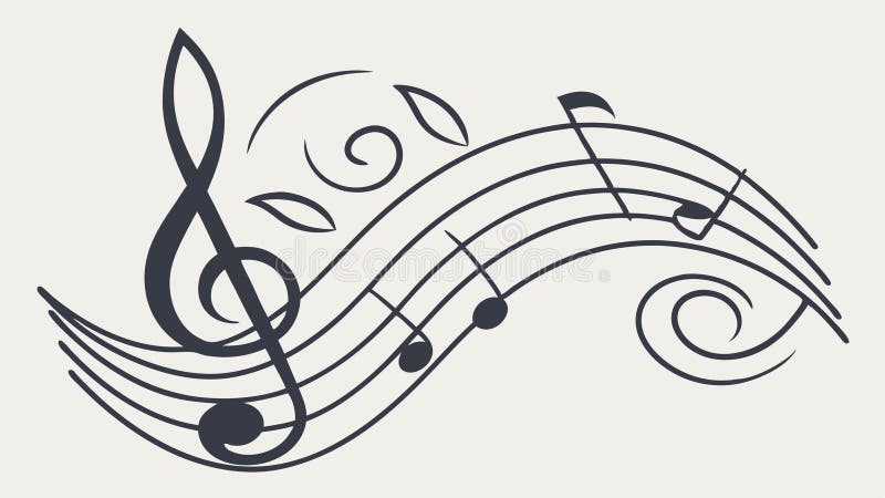 Musical Clef with Flowing Notes, Artistic Harmony, Vector Design ...