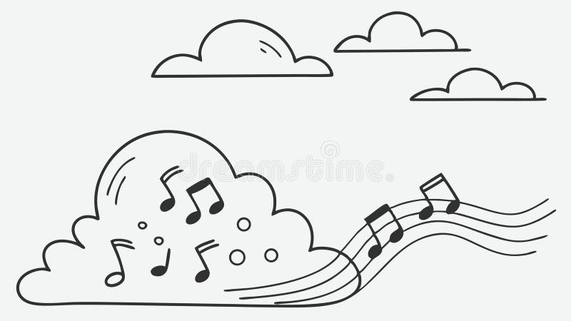 Musical Clouds with Notes Vector, Melodic Sky, Dreamy Atmosphere ...