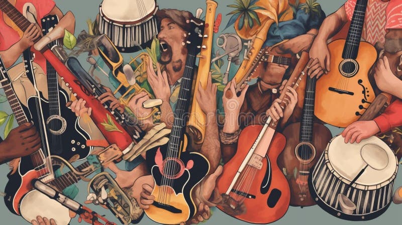 Collage Musical Instruments Stock Illustrations – 385 Collage Musical ...