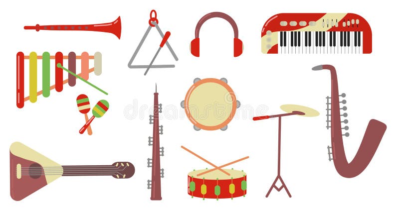 Musical Colorful Instruments Set Isolated Vector Illustration Stock ...