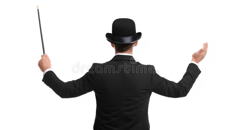 Musical Conductor of a Choir Directing a Choir. Conductor with Baton on ...