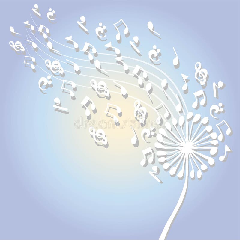 Musical Dandelion, Blowing Musical Notes. Stock Vector - Illustration ...