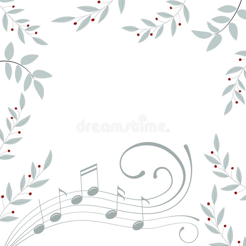 Musical Decorative Frame. Musical Wave and Leaves. Decorative Colored ...