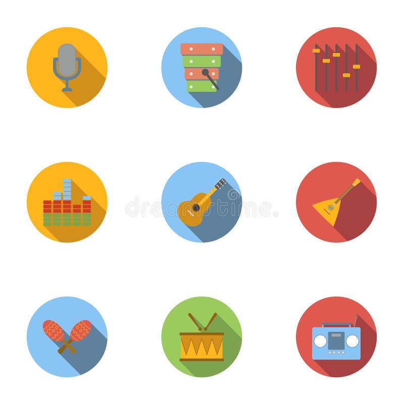Musical Device Icons Set, Flat Style Stock Vector - Illustration of ...