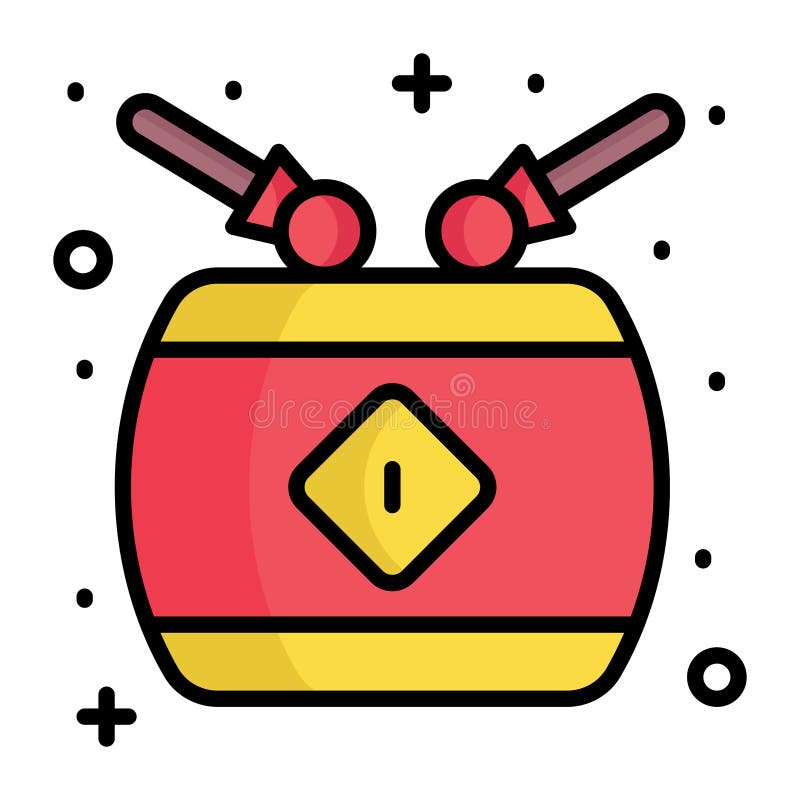 Musical Drum with Rattle Sticks, Beautiful Vector Design Stock Vector ...