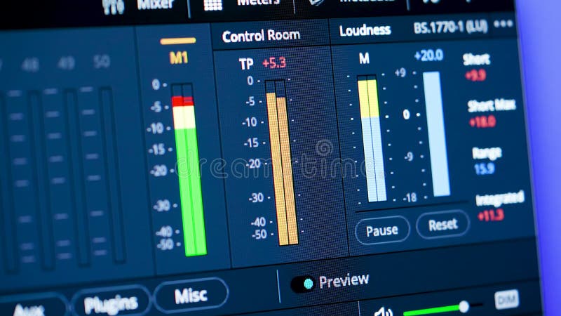 Musical Equalizer. Audio Editing in the Recording Studio. Creation of ...