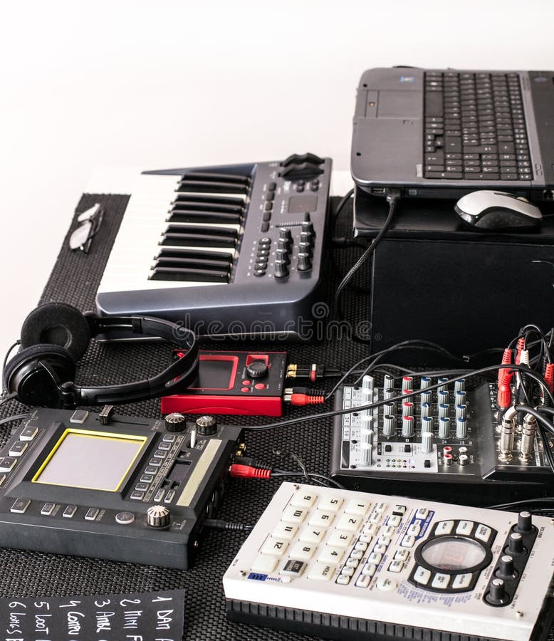 Musical Mini Mixer on a Pink Background. Equipment for the Music Studio ...