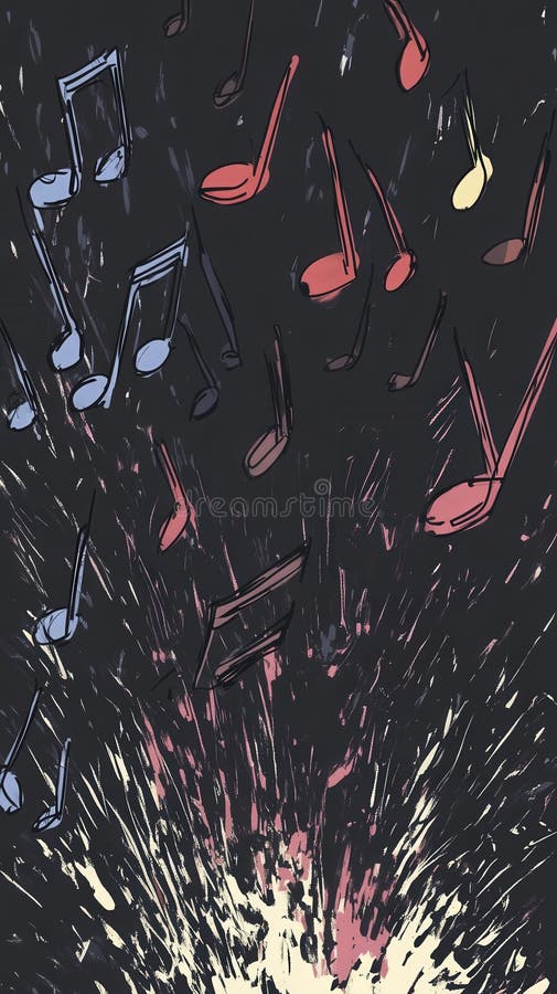 Musical Explosion with Colorful Notes in Dynamic Burst Stock ...