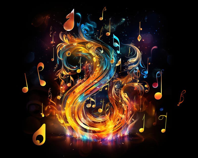 Musical Explosion is a Modern Artistic Design with Fire. Stock ...
