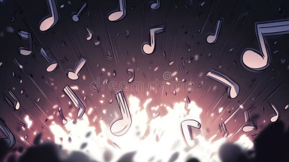 Musical Explosion with Notes in Vibrant Fiery Colors Stock Illustration ...