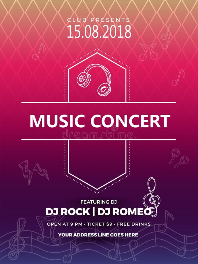 Musical Flyer, Poster or Banner. Stock Illustration - Illustration of ...