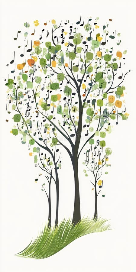Musical Forest of Trees stock illustration. Illustration of symmetry ...