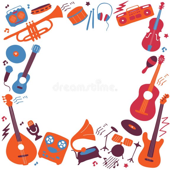 Musical Frame. Hand Drawn Musical Icon Set Stock Vector - Illustration ...