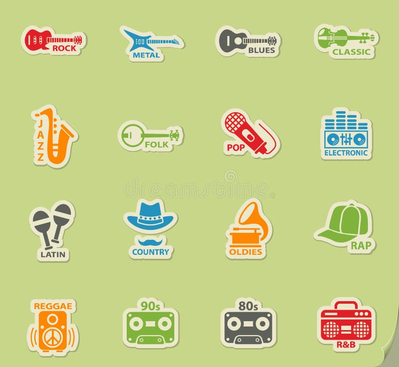 Musical genre web icons stock illustration. Illustration of sound ...