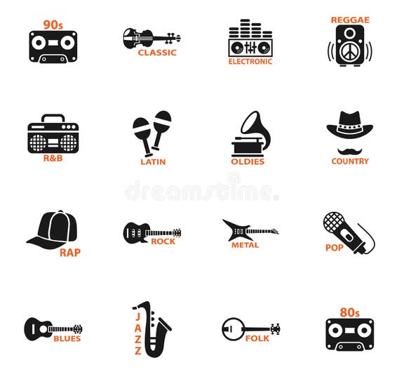 Musical genre web icons stock illustration. Illustration of genre ...