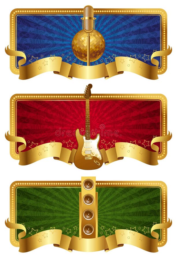 Musical golden banners stock vector. Illustration of golden - 10120793