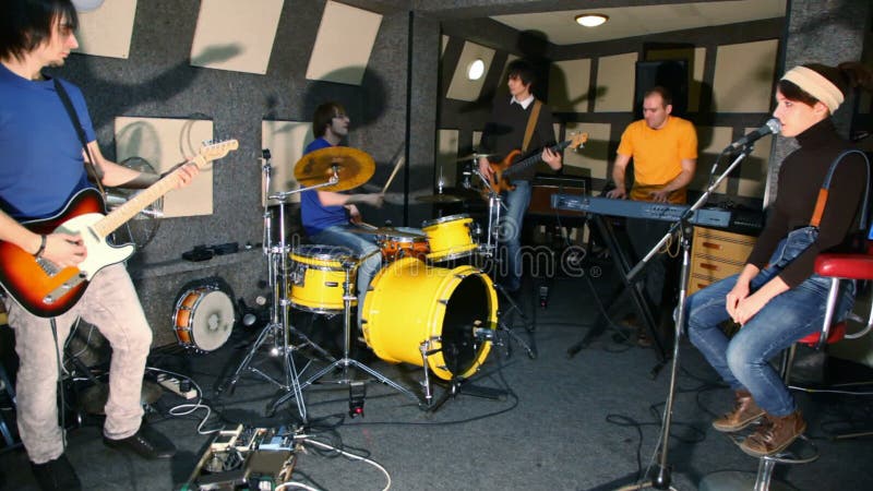 Musical Group of Five Persons Playing in Stock Video - Video of band ...