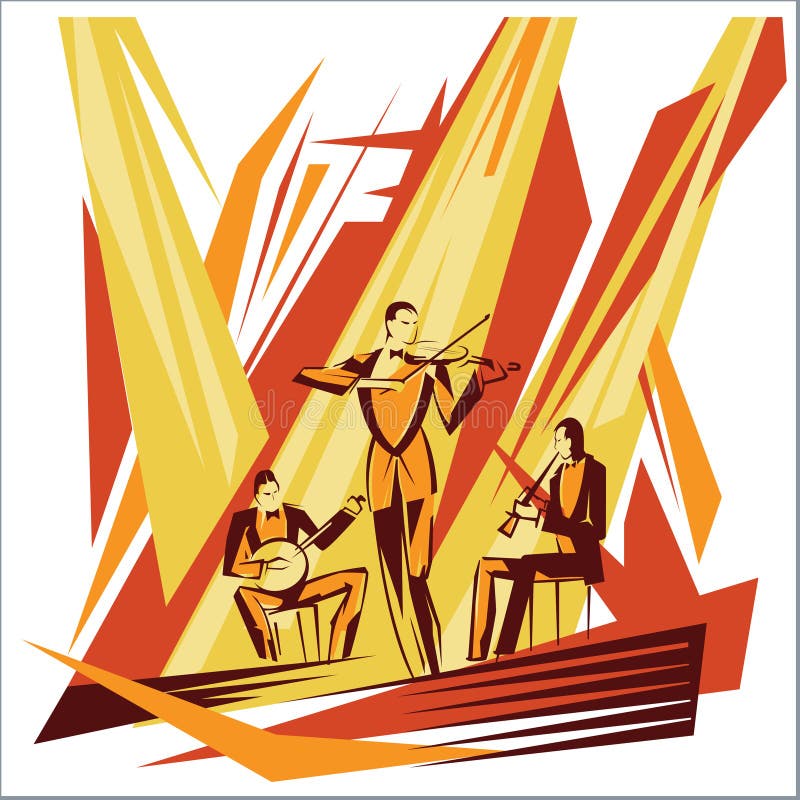 Musical Group in the Spotlight Plays Jazz Stock Vector - Illustration ...