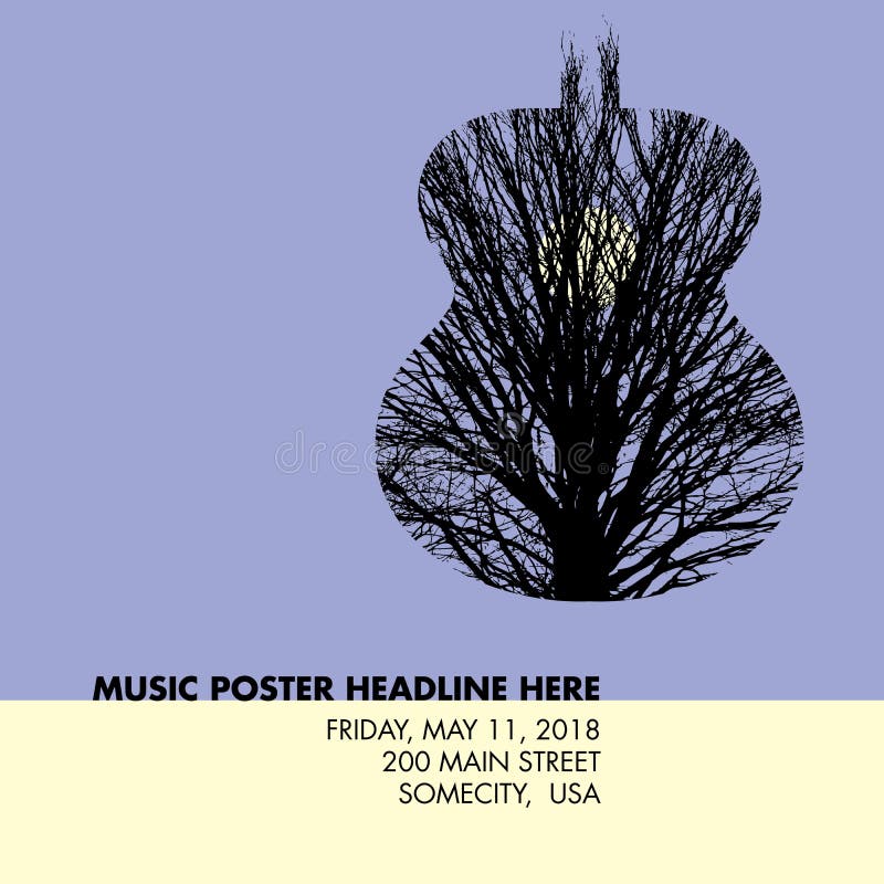 Musical Guitar Tree Template Stock Vector - Illustration of ornate ...