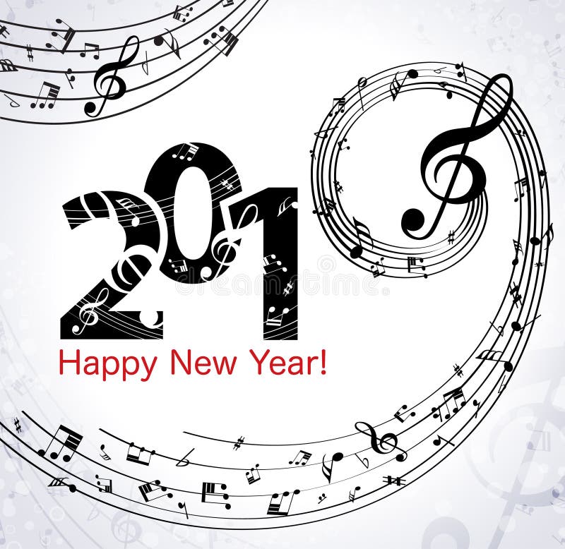 Musical Happy New Year Background Stock Vector - Illustration of blue ...