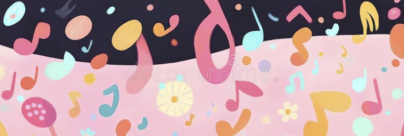 Musical Harmony with Notes Over Dual-Tone Background Stock Illustration ...