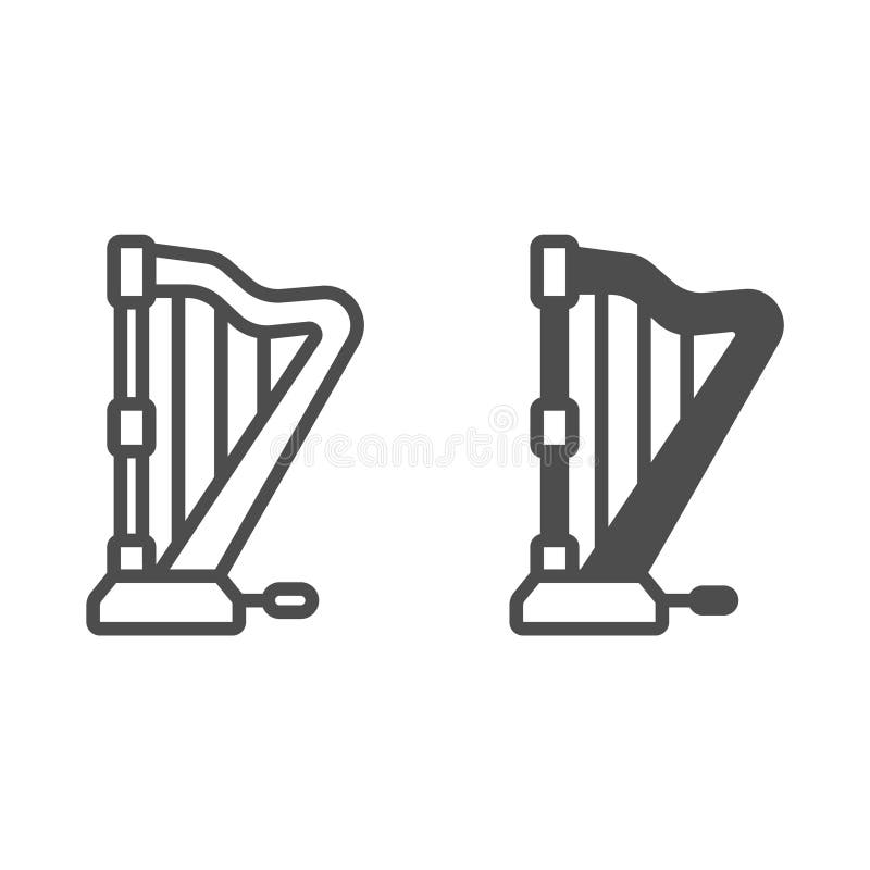 Musical Harp with Pedal Line and Solid Icon, Music Instruments Concept ...